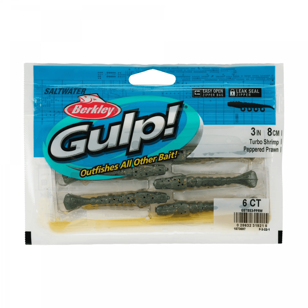 Berkley Gulp Turbo Shrimp 10cm 6 Pack Peppered Prawn